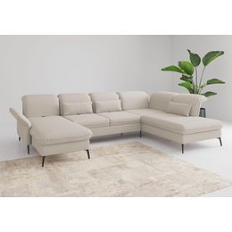 Sit & More Wohnlandschaft SIT & MORE "Emely, inkl. Sitztiefenverstellung", beige (creme), B:359cm H:92cm T:231cm, 95%Polyester, 5% Polyamid, Sofas, Wohnlandschaft, wahlweise mit Bettfunktion,Bettkasten,Kopf- & Armteilverstellung