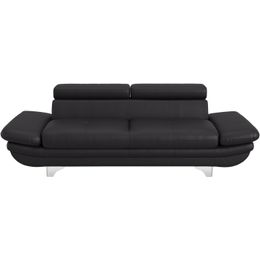 3-Sitzer COTTA "Enterprise", schwarz, B:233cm H:75cm T:104cm, Softlux-Kunstleder;Luxus-Kunstleder, Sofas, Big-Sofa, mit Armteilverstellung & Kopfteilverstellung