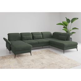 Sit & More Wohnlandschaft SIT & MORE "Emely, inkl. Sitztiefenverstellung", gr&uuml;n (jungle), B:359cm H:92cm T:231cm, 90% Polyester, 10% Polyamid, Sofas, Wohnlandschaft, wahlweise mit Bettfunktion,Bettkasten,Kopf- & Armteilverstellung