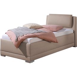 Polsterbett Maintal "Oderzo", grau (taupe), B:112cm L:230cm, Struktur (100% Polyester), Betten, inkl. Bettkasten, Kopfteilverstellung, Matratzen in H2 oder H3 wählbar