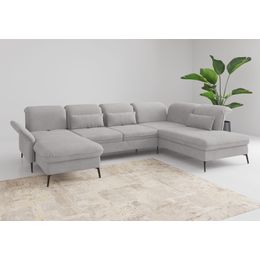 Sit & More Wohnlandschaft SIT & MORE "Emely, inkl. Sitztiefenverstellung", silber, B:359cm H:92cm T:231cm, 90% Polyester, 10% Polyamid, Sofas, Wohnlandschaft, wahlweise mit Bettfunktion,Bettkasten,Kopf- & Armteilverstellung