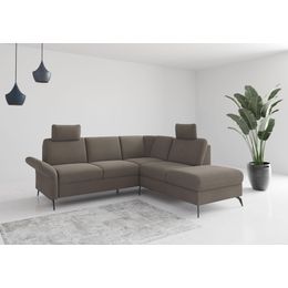 Ecksofa Home Affaire "Rochelle", braun (schlamm), B:240cm H:93cm T:216cm, 100% Polyester, Sofas, Ecksofa, wahlweise mit Bettfunktion, Bettkasten und Armteilverstellung
