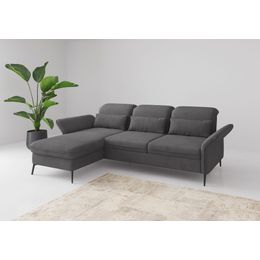 Sit & More Ecksofa SIT & MORE "Emely, inkl. Sitztiefenverstellung", grau, B:264cm H:92cm T:198cm, 90% Polyester, 10% Polyamid, Sofas, Ecksofa, wahlweise mit Bettfunktion,Bettkasten,Kopf- & Armteilverstellung