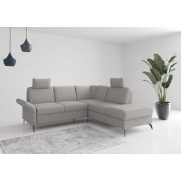 Ecksofa Home Affaire "Rochelle", grau (hellgrau), B:240cm H:93cm T:216cm, 95% Polyester 5% Polyamid, Sofas, Ecksofa, wahlweise mit Bettfunktion, Bettkasten und Armteilverstellung
