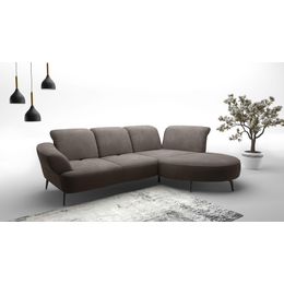 Sit & More Ecksofa SIT & MORE "Dance, L-Form, inkl. Sitztiefenverstellung", braun (schlamm), B:313cm H:91cm T:208cm, 100%Polyester, Sofas, Ecksofa, inkl. Click&Seat, optional mit Kopfteilverstellung