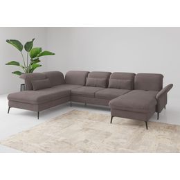 Sit & More Wohnlandschaft SIT & MORE "Emely, inkl. Sitztiefenverstellung", grau (taupe), B:359cm H:92cm T:231cm, 90% Polyester, 10% Polyamid, Sofas, Wohnlandschaft, wahlweise mit Bettfunktion,Bettkasten,Kopf- & Armteilverstellung