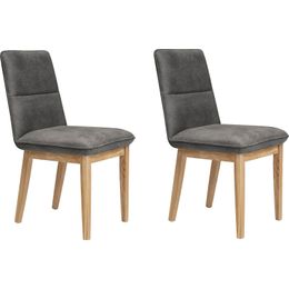 Esszimmerstuhl Home Affaire "Beluna Polsterstuhl Esszimmer Bestseller", grau (dunkelgrau, wotan), B:47cm H:91cm T:60cm, Polyester, Stühle, Gestell und Beine aus massiver Eiche modernes Landhaus
