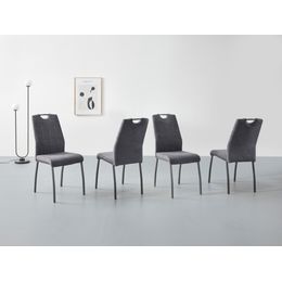 Esszimmerstuhl Hela "ELIF", grau (anthrazit, grau), B:44cm H:96cm T:64cm, 100% Polyester, Stühle, 140 Kg Belastbar, Küchenstuhl