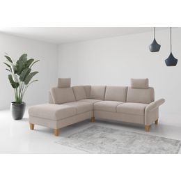 Ecksofa Home Affaire "Rochelle, L-Form", grau (elefant), B:240cm H:90cm T:216cm, 100% Polyester, Sofas, Ecksofa, wahlweise mit Armteilverstellung, Bettfunktion und Bettkasten