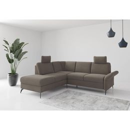 Ecksofa Home Affaire "Rochelle", braun (schlamm), B:240cm H:93cm T:216cm, 100% Polyester, Sofas, Ecksofa, wahlweise mit Bettfunktion, Bettkasten und Armteilverstellung