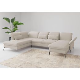 Sit & More Wohnlandschaft SIT & MORE "Emely, inkl. Sitztiefenverstellung", beige (creme), B:359cm H:92cm T:231cm, 95%Polyester, 5% Polyamid, Sofas, Wohnlandschaft, wahlweise mit Bettfunktion,Bettkasten,Kopf- & Armteilverstellung