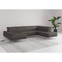 Wohnlandschaft Places of Style "Caluna", grau (antrazit), B:334cm H:81cm T:235cm, Sofas, Inkl.Sitztiefenverstellung, wahlweise mit Kopf- und Armteilverstellung