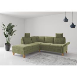 Ecksofa Home Affaire "Rochelle, L-Form", gr&uuml;n (hellgr&uuml;n), B:240cm H:90cm T:216cm, 100% Polyester, Sofas, Ecksofa, wahlweise mit Armteilverstellung, Bettfunktion und Bettkasten