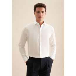 Businesshemd Seidensticker "Schwarze Rose", Herren, Gr. S38, normale &Auml;rmell&auml;ngen, wei&szlig;, 100% Baumwolle, Strukturmuster, gemustert, regular fit, 2-Knopf-Manschette, Hemden, Regular 1/1 Kentkragen Struktur