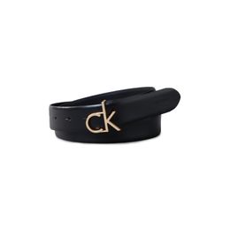 Calvin Klein Damen Ledergürtel "CK BUCKLE BELT 30MM"schwarz, ck light gold, Gr. 95, unifarben, Rindsleder, Gürtel