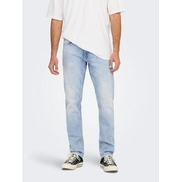 Only & Sons Regular-fit-Jeans ONLY & SONS "WEFT", Herren, Gr. 29, Länge 32, blau (light blau denim), Denim/Jeans, Obermaterial: 99% Baumwolle, 1% Elasthan, normal, Jeans