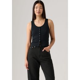 Levi's Tanktop LEVI'S, Damen, Gr. L (40), anthrazit night, Web, Obermaterial: 94% Baumwolle, 6% Elasthan, unifarben, figurbetont h&uuml;ftlang, Rundhals, Tops Tanktop, mit Knopfleiste