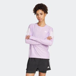 Laufshirt adidas Performance "OTR B LS", Damen, Gr. L, powder plum, Obermaterial: 86% Polyester, 14% Elasthan, normal, Rundhals, Shirts