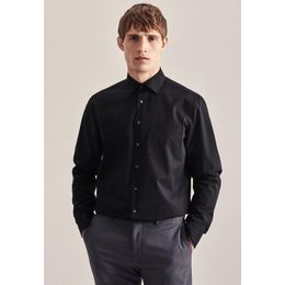 Businesshemd Seidensticker "Schwarze Rose", Herren, Gr. 3XL (47), verl&auml;ngerte &Auml;rmell&auml;ngen, schwarz, 100% Baumwolle, unifarben, regular fit, 2-Knopf-Manschette, Hemden, Regular 1/1 Extra lang Kentkragen Uni