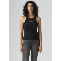 Levi's Ripptanktop LEVI'S "GRAPHIC GEMINI", Damen, Gr. L (40), tank serif 1873 cavi, Feinripp, Obermaterial: 100% Baumwolle, bestickt, unifarben, h&uuml;ftbedeckend, Rundhals, Tops, mit Logostickerei und Struktur-Optik