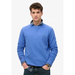 Sweatshirt Superdry "ESSENTIAL LOGO CREW SWEATSHIRT", Herren, Gr. S, blau (chambray blau), Sweatware, Obermaterial: 80% Baumwolle, 20% Polyester, unifarben, loose fit normal, Rundhals, Rippbündchen, Sweatshirts