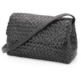 Allan K Lederhandtasche geflochten, schwarz