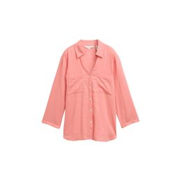 Tom Tailor Damen Hemdbluse mit Leinenanteil, rosa, Uni, Gr. 46
