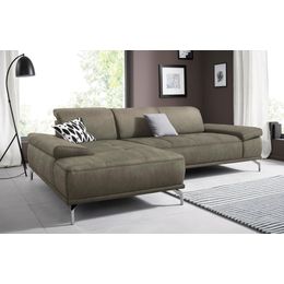 Ecksofa Places of Style, B:269cm H:97cm T:174cm, grau, Flachgewebe Mura: (100% Polyester);Luxus-Microfaser Vintageoptik (100%