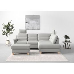 Sit & More Ecksofa SIT & MORE, B:251cm H:90cm T:187cm, silber, Wohnzimmer, Sofas, "Farö L-Form", inklusive Federkern, wahlweise mit Bettfunktion und Bettkasten
