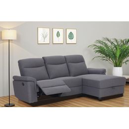 Ecksofa Home Affaire, B:255cm H:101cm T:95cm, grau, Webstoff 100% Polyester, Wohnzimmer, Sofas, "BRIONNE, L-Form, 255cm, manuelle u. elektrische