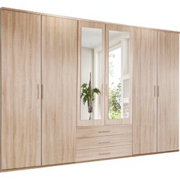 Kleiderschrank wimex, B:270cm H:210cm T:58cm, braun, Schränke, "Ben", mit jeweils drei Schubkästen