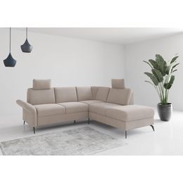 Ecksofa Home Affaire, B:240cm H:93cm T:216cm, grau, 100% Polyester, Wohnzimmer, Sofas, "Rochelle", wahlweise mit Bettfunktion, Bettkasten und