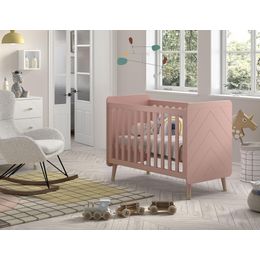 Kinderbett Vipack, B:68cm H:96cm L:123,6cm, rosa, Betten, "Billy, Babybett 60/120 cm, 3-fach verstellbarer Lattenrost", Ausf. MDF lackiert, wahlweise