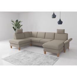 Wohnlandschaft Home Affaire, B:314cm H:90cm T:195cm, grau, 95% Polyester 5% Polyamid, Sofas, "Rochelle, U-Form", optional mit Armteilverstellung, mit