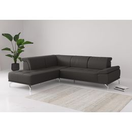 Ecksofa Places of Style, B:274cm H:81cm T:235cm, grau, Wohnzimmer, Sofas, "Caluna", Inkl.Sitztiefenverstellung, wahlweise mit Kopf- und