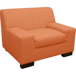 Sessel DOMO collection, B:110cm H:74cm T:85cm, orange, NaturLEDER in Sitz und R&uuml;cken. Korpus in passendem Kunstleder SOFTLUX bezogen;Struktur