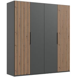 Dreht&uuml;renschrank wimex, B:200cm H:216cm T:58cm, schwarz, Spanplatte, Schr&auml;nke, "Andorra by fresh to go", Mit 3D-Leisten f&uuml;r Akustikpaneel-Optik
