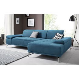 Ecksofa Places of Style, B:269cm H:97cm T:174cm, blau, Flachgewebe Mura: (100% Polyester);Luxus-Microfaser Vintageoptik (100%