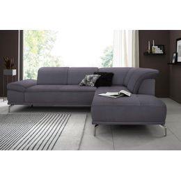 Ecksofa Places of Style, B:262cm H:97cm T:233cm, grau, Luxus-Microfaser Vintageoptik (100% Polyester);Flachgewebe Mura: (100%