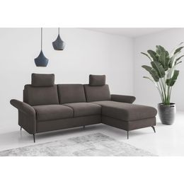 Ecksofa Home Affaire, B:251cm H:93cm T:164cm, grau, 100% Polyester, Wohnzimmer, Sofas, "Rochelle", wahlweise mit Bettfunktion, Bettkasten und