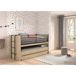 Etagenbett Home Affaire, B:98cm H:116,6cm L:219cm, braun, Kinderzimmer, Etagenbetten, "praktisches Etagenbett mit viel Funktion, 2 Dekore zur Wahl",