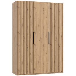 Drehtürenschrank wimex, B:150cm H:216cm T:58cm, braun, Spanplatte, Schränke, "Andorra by fresh to go", Mit 3D-Leisten für Akustikpaneel-Optik