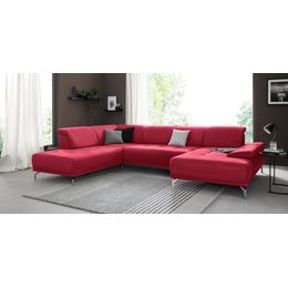 Wohnlandschaft Places of Style, B:334cm H:81cm T:235cm, rot, Flachgewebe Mura: (100% Polyester);Luxus-Microfaser Vintageoptik (100%