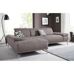 Ecksofa Places of Style, B:269cm H:97cm T:174cm, grau, Flachgewebe Mura: (100% Polyester);Luxus-Microfaser Vintageoptik (100%