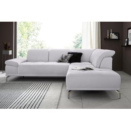 Ecksofa Places of Style, B:262cm H:97cm T:233cm, silber, Luxus-Microfaser Vintageoptik (100% Polyester);Flachgewebe Mura: (100%