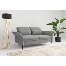 Sit & More 3-Sitzer SIT & MORE, B:199cm H:92cm T:123cm, grau, 100% Polyester, Sofas, "Emely, inkl. Sitztiefenverstellung", wahlweise mit Bettfunktion, Kopf- &