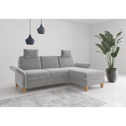 Ecksofa Home Affaire, B:251cm H:90cm T:164cm, grau, 100% Polyester, Wohnzimmer, Sofas, "Rochelle, L-Form", wahlweise mit Armteilverstellung,
