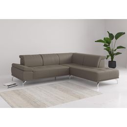 Ecksofa Places of Style, B:274cm H:81cm T:235cm, grau, Wohnzimmer, Sofas, "Caluna", Inkl.Sitztiefenverstellung, wahlweise mit Kopf- und