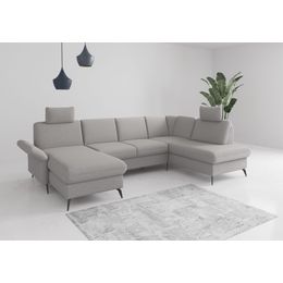 Wohnlandschaft Home Affaire, B:314cm H:93cm T:195cm, grau, 95% Polyester 5% Polyamid, Sofas, "Rochelle", wahlweise mit Bettfunktion, Bettkasten und