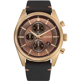 JOOP! JOOP Kinder Chronograph, schwarz, Armbanduhren, Armbanduhr, Quarzuhr, Herrenuhr, Stoppfunktion, Lederarmband